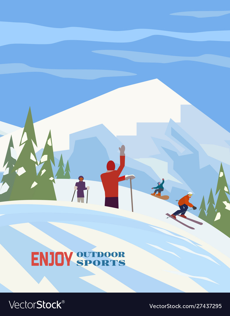 Winter sports poster Royalty Free Vector Image