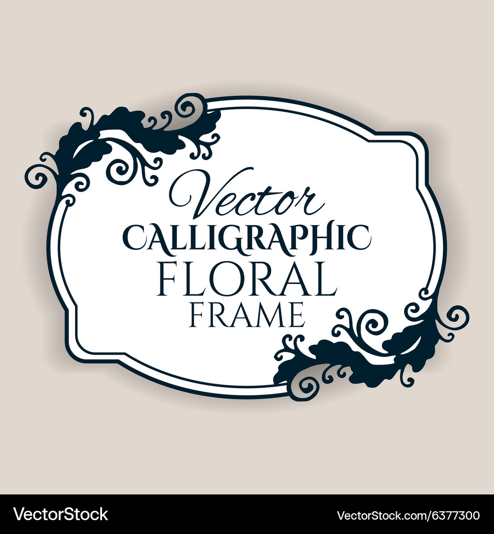 Calligraphic vintage frame with flowers Royalty Free Vector