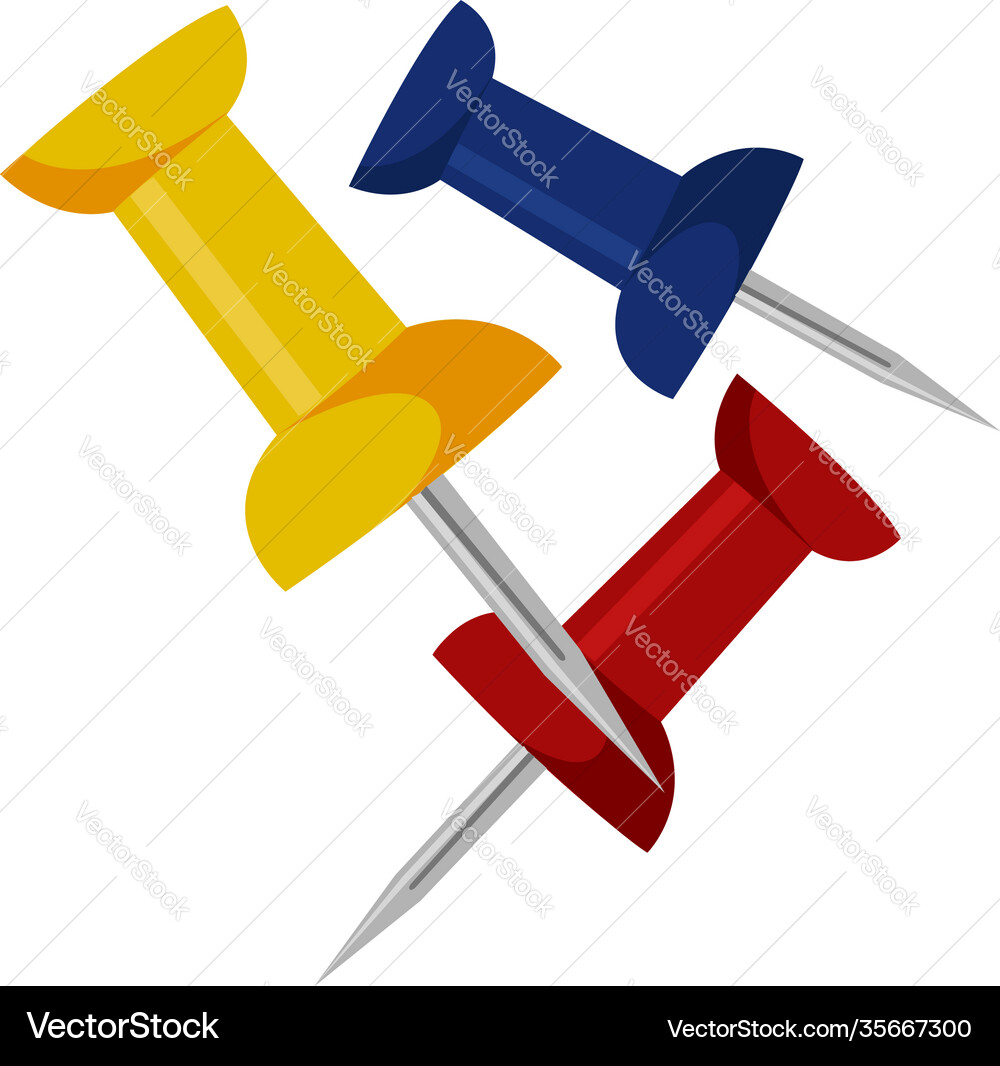 Colorful board pins on white background Royalty Free Vector