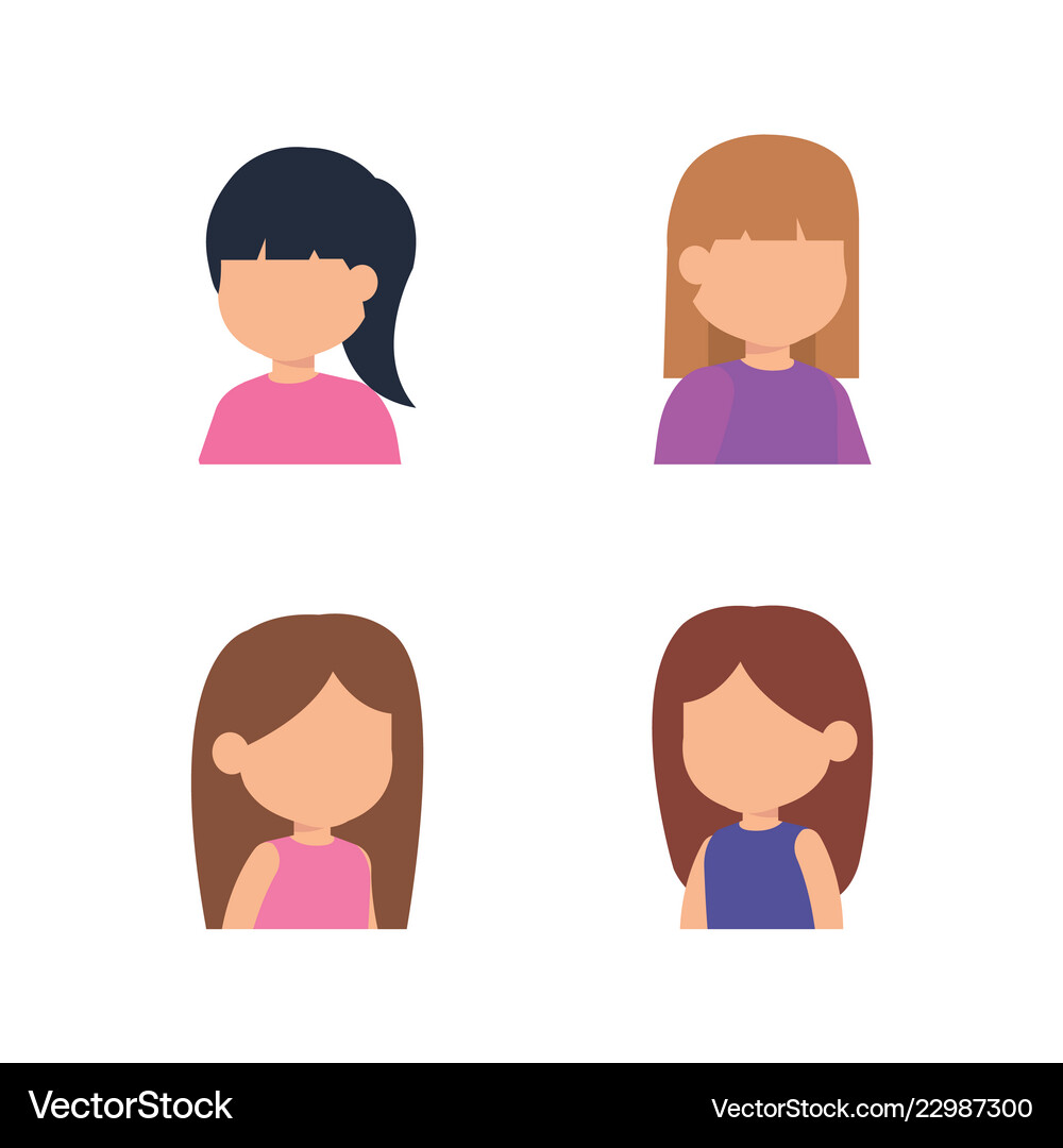 Cute little girls group Royalty Free Vector Image