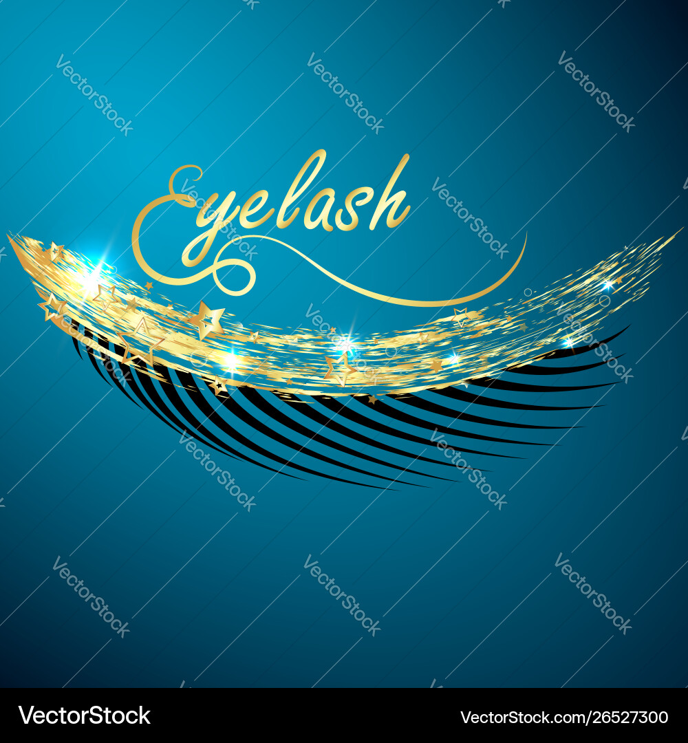 Eyelashes with gold stars design Royalty Free Vector Image