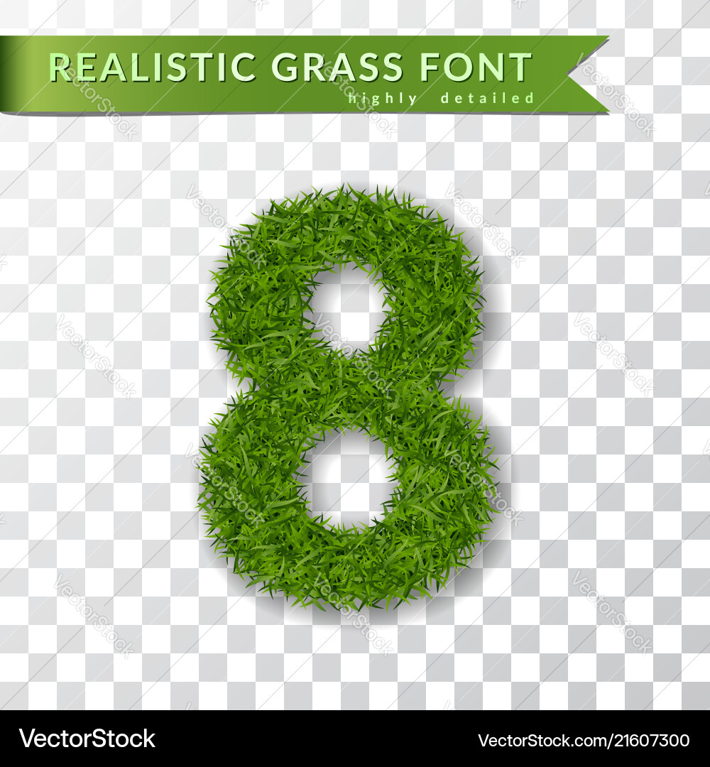 Grass number eight green 8 isolated white Vector Image