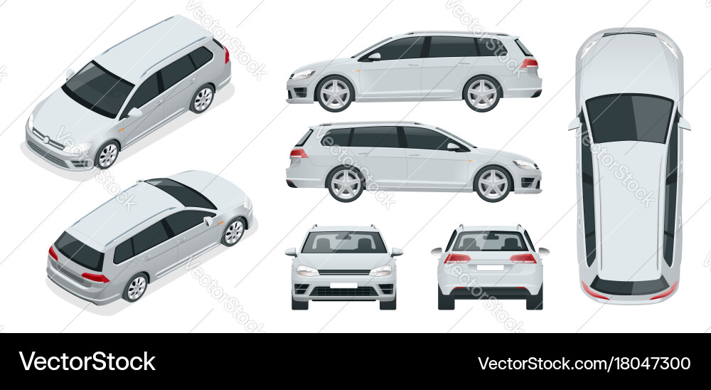 Hatchback car compact hybrid vehicle eco Vector Image