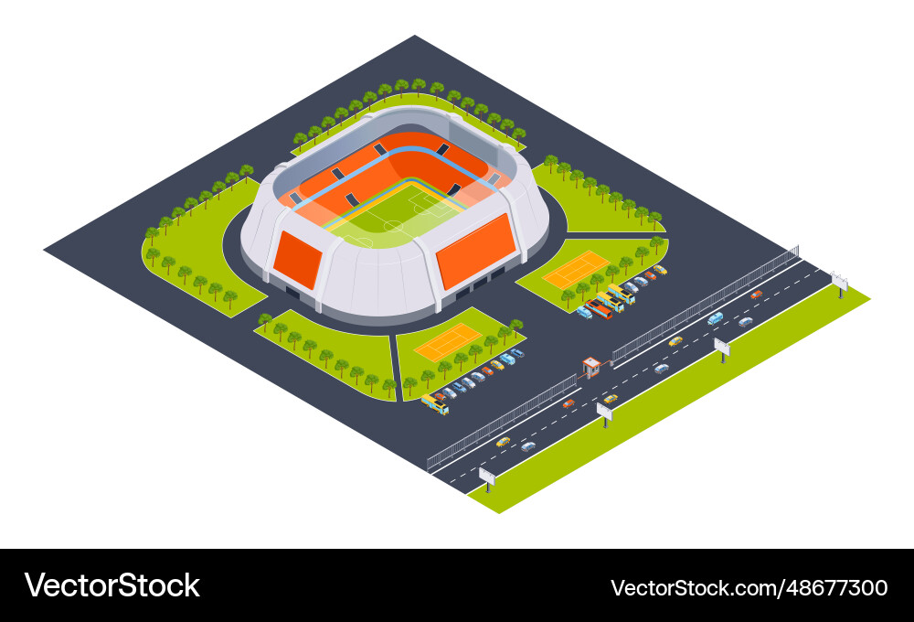 Isometric football arena composition Royalty Free Vector