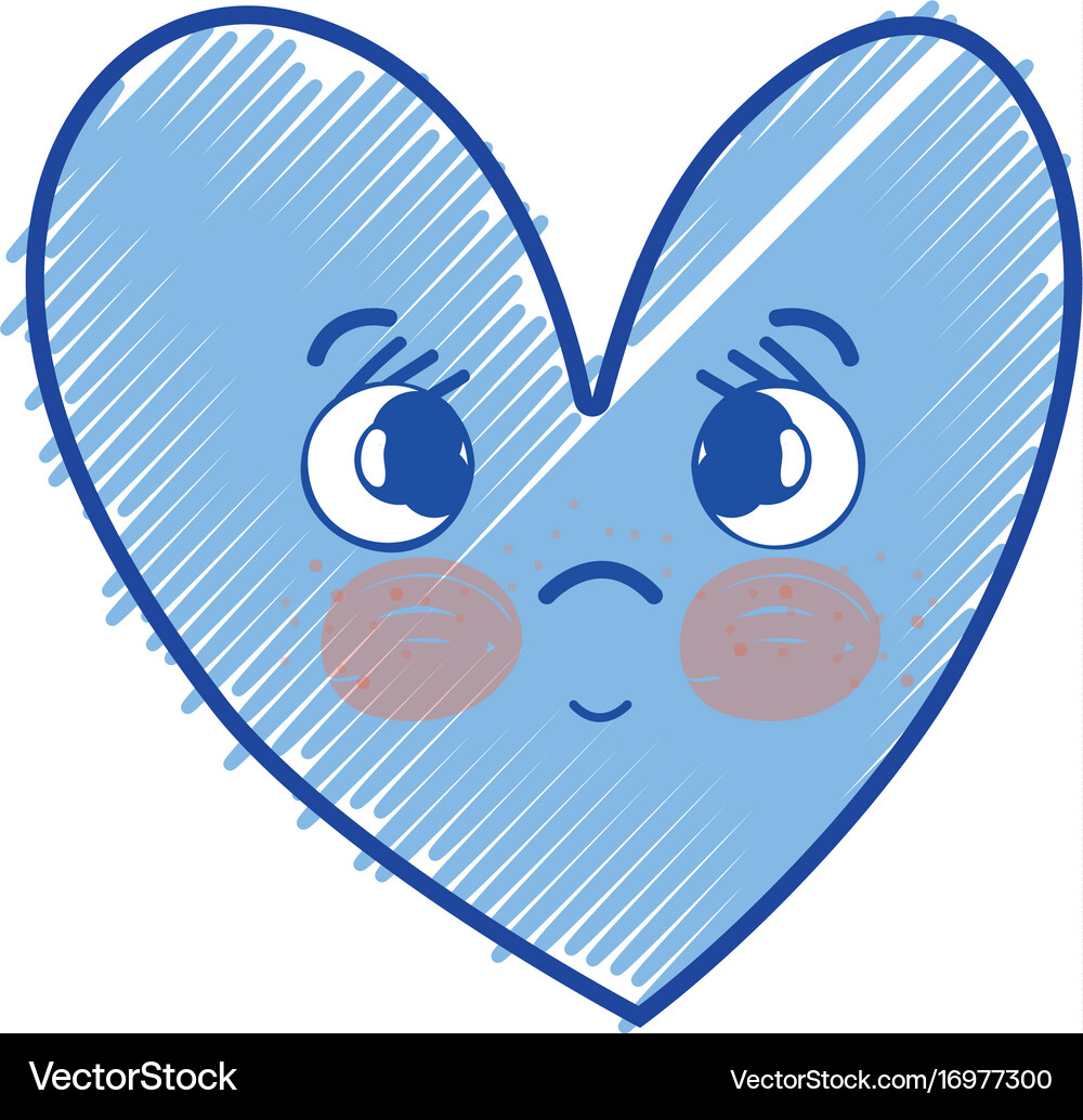 Kawaii cute sad heart design Royalty Free Vector Image