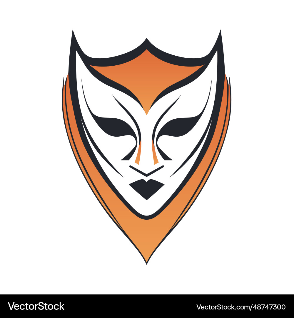 Mask for face character logo silhouette Royalty Free Vector