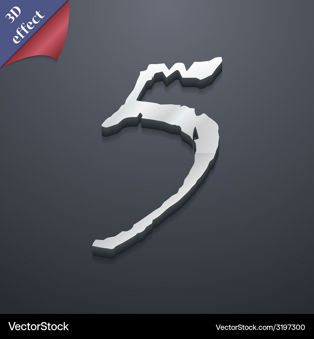 Number five icon symbol 3d style trendy modern Vector Image