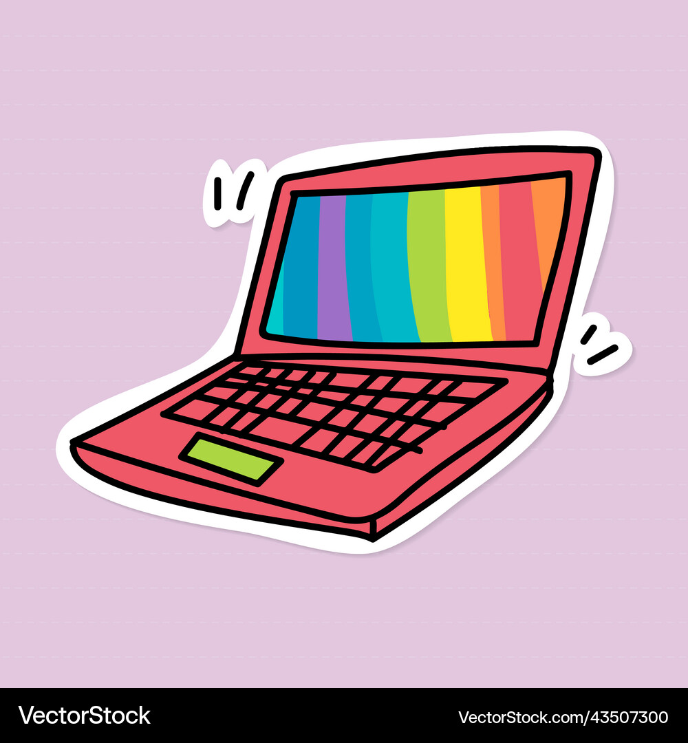 Red laptop sticker with a white border Royalty Free Vector