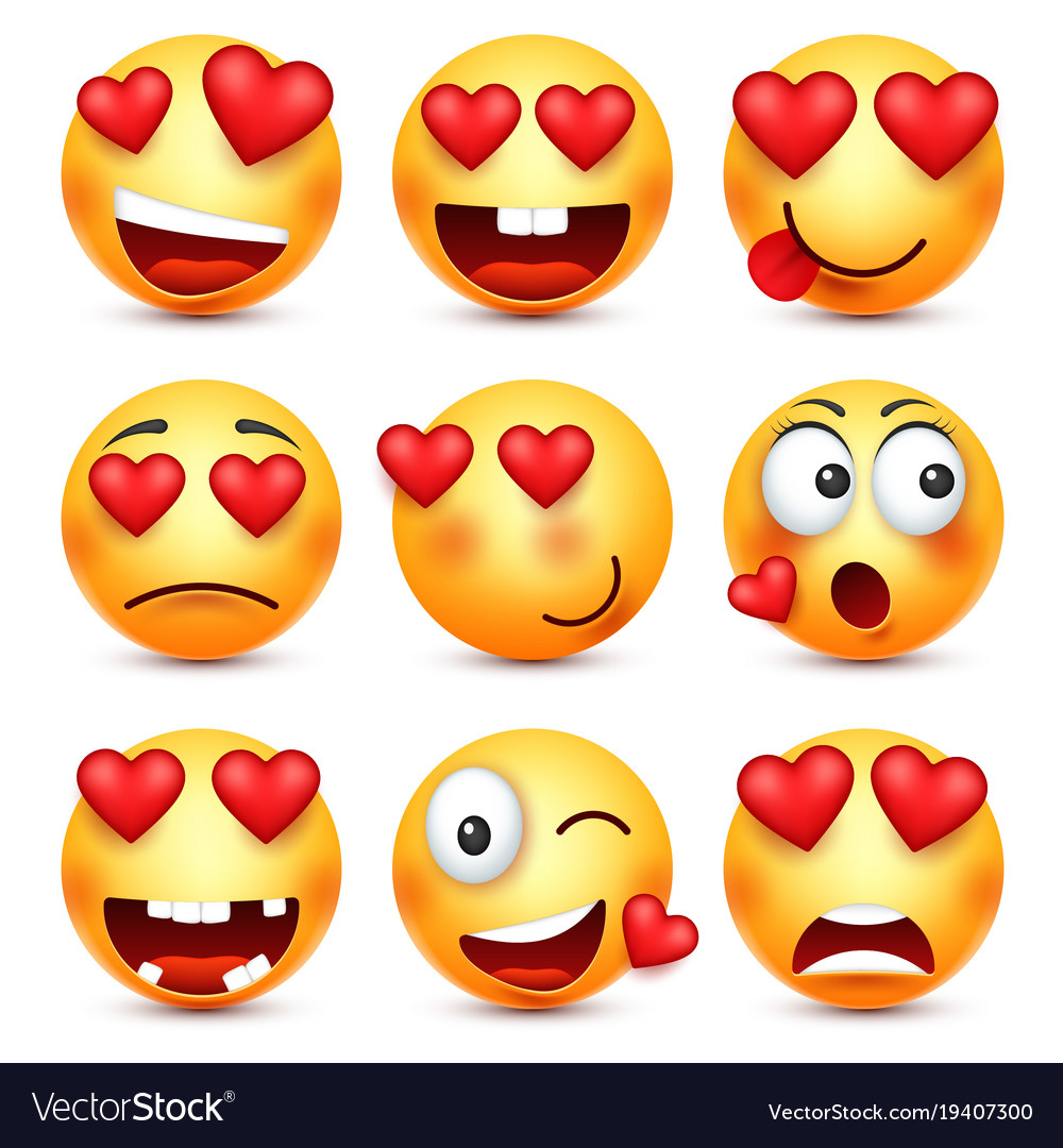 Valentines day smiley emoji with heart love Vector Image