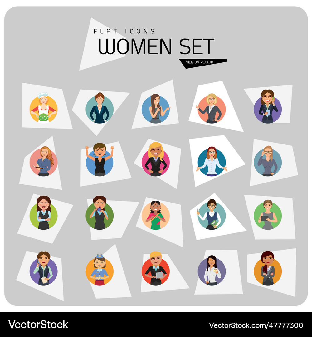 Women icons set Royalty Free Vector Image - VectorStock