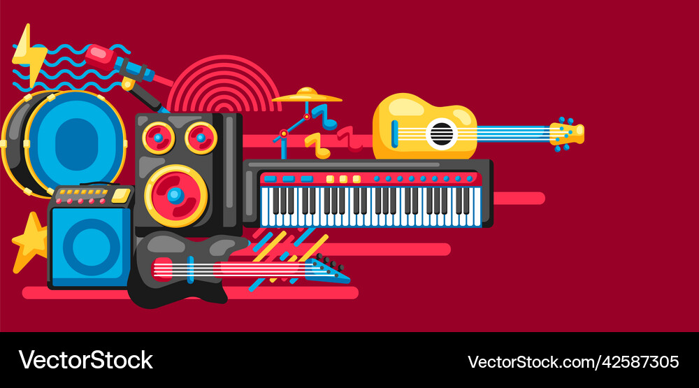 Background with musical instruments music party Vector Image