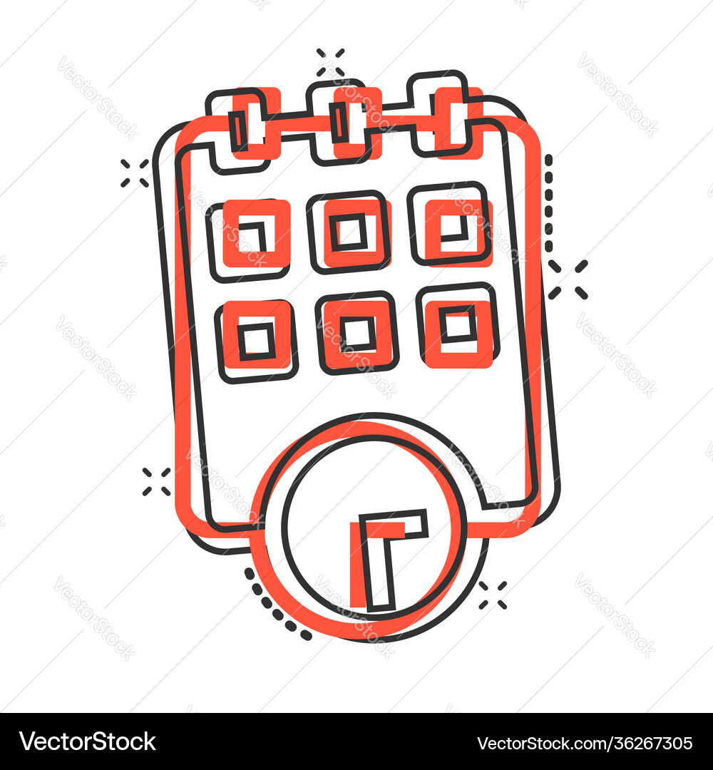 Calendar with clock icon in comic style agenda Vector Image