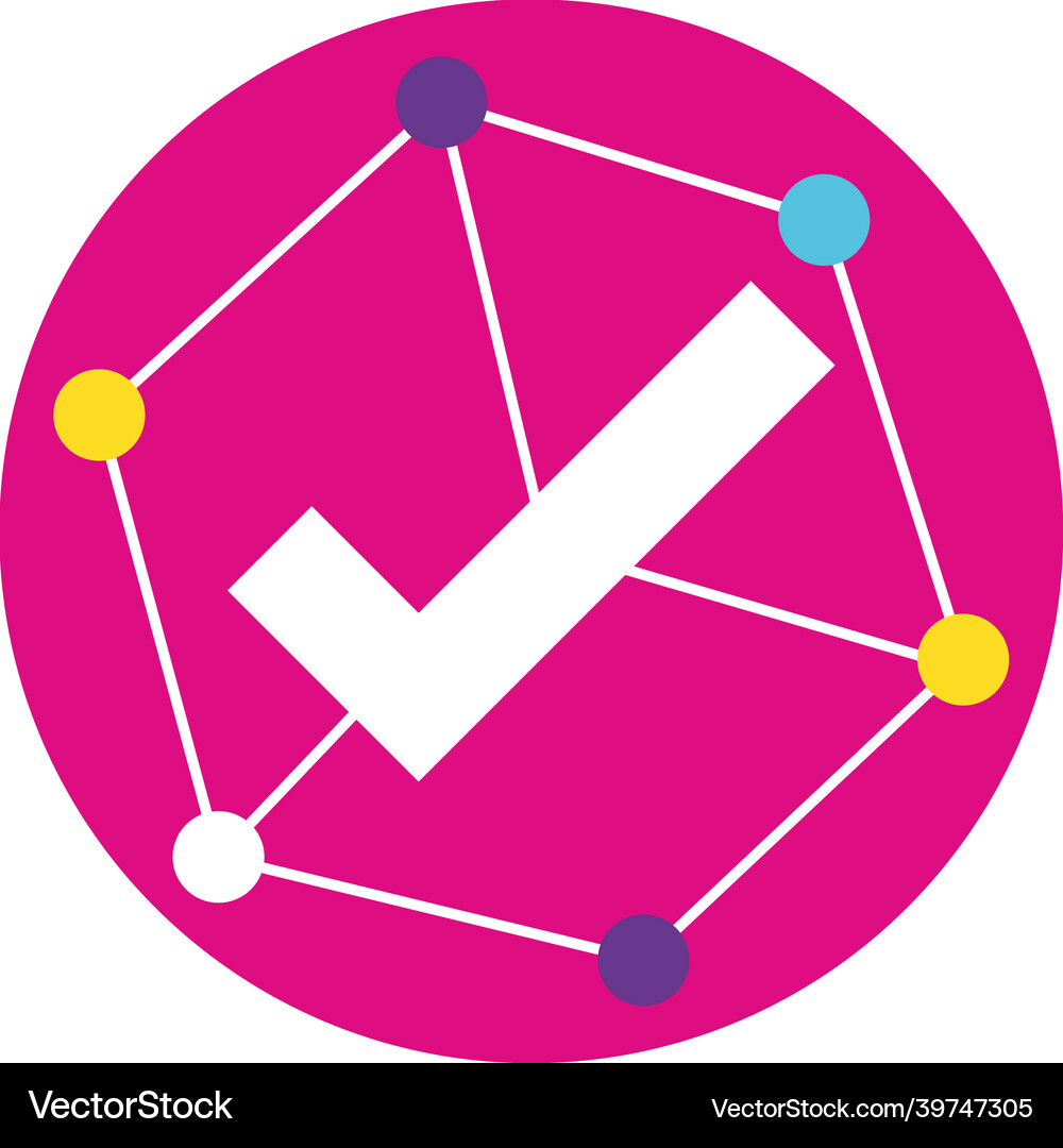 Checkmark connection network Royalty Free Vector Image