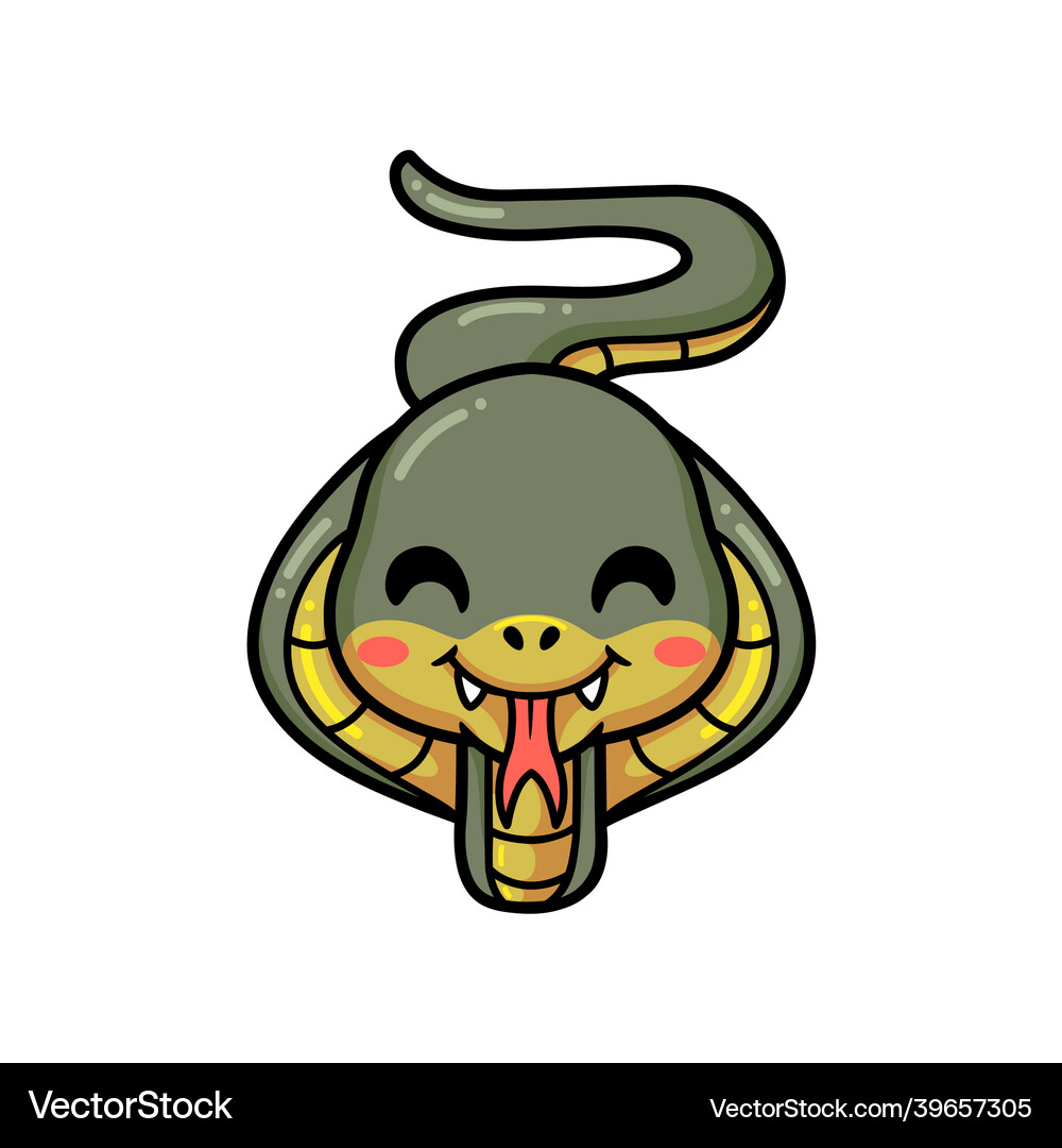 Cute little cobra snake cartoon Royalty Free Vector Image