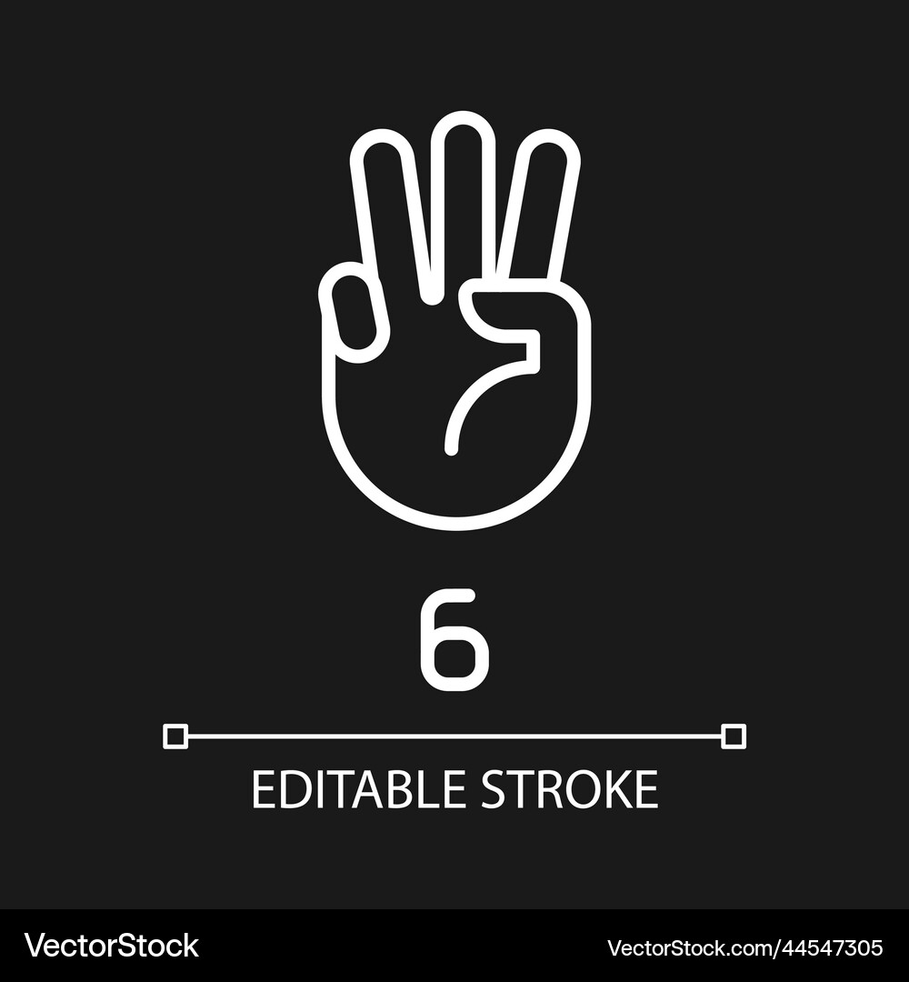 Digit six in american sign language pixel perfect Vector Image