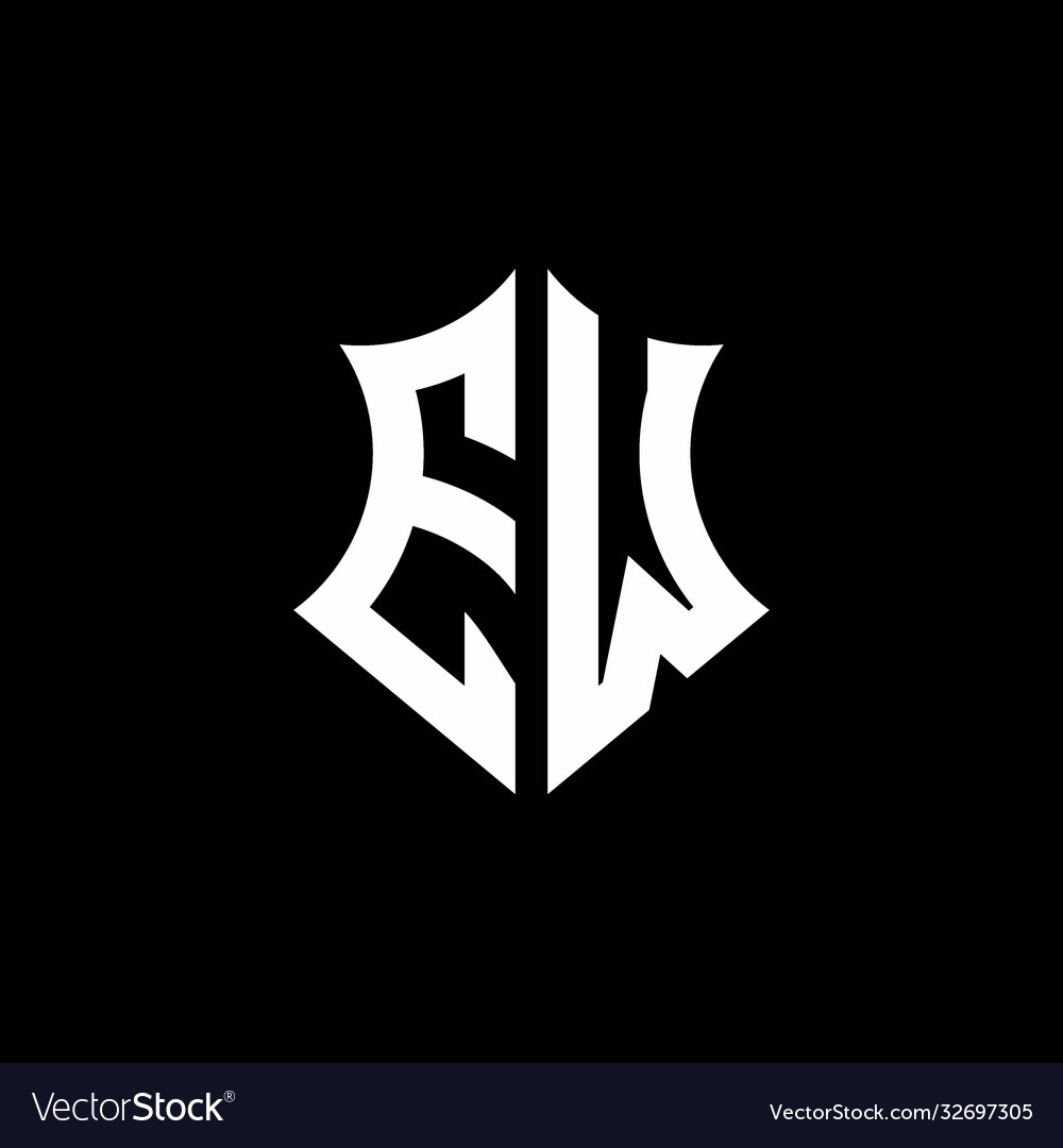 Ew monogram logo with a sharp shield style Vector Image