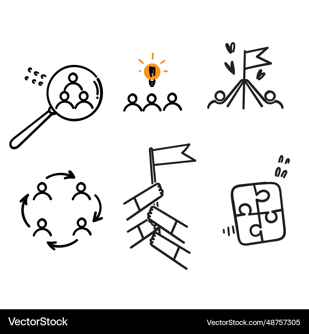 Hand drawn doodle person teammwork related Vector Image