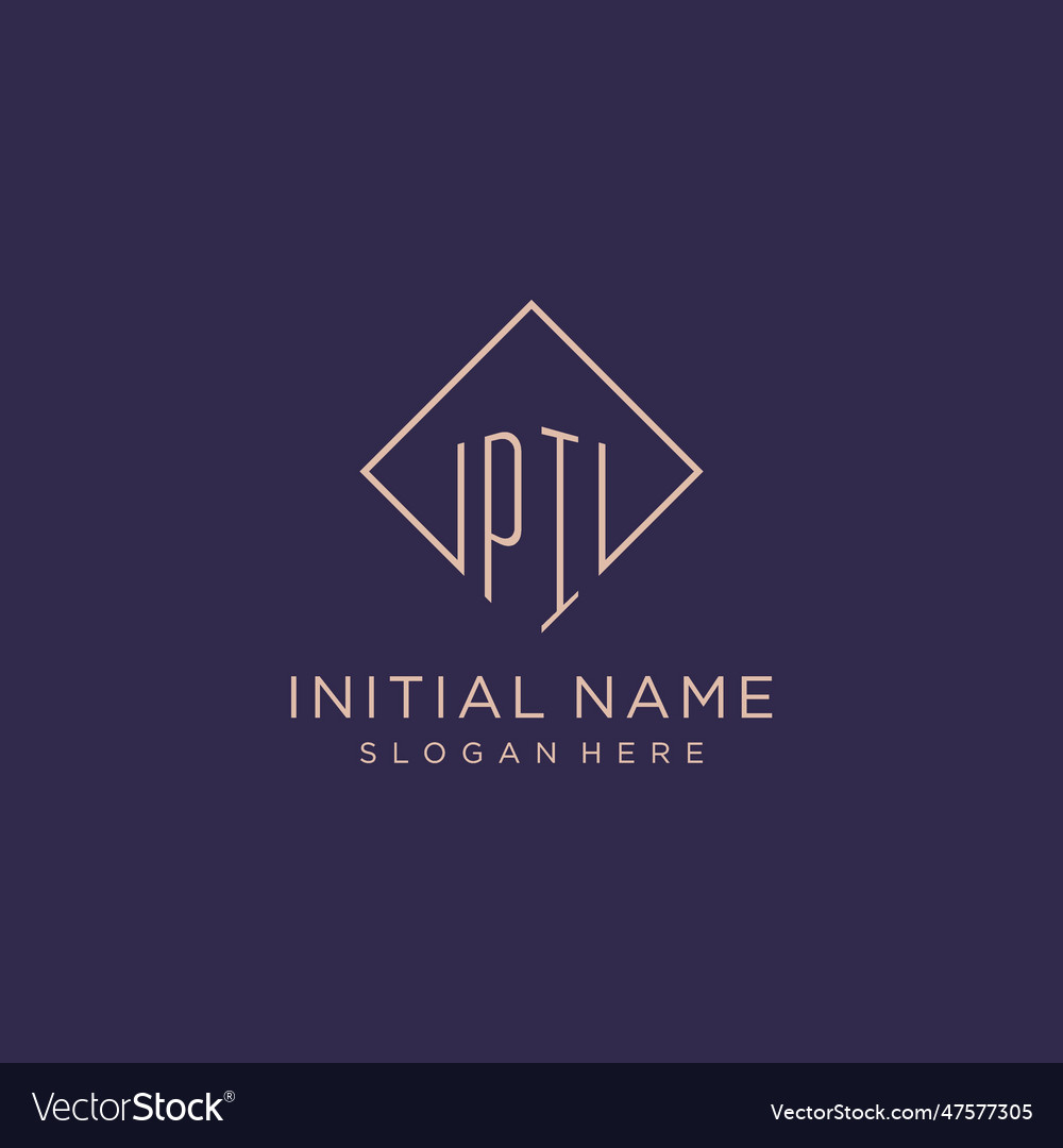 Initials pi logo monogram with rectangle style Vector Image