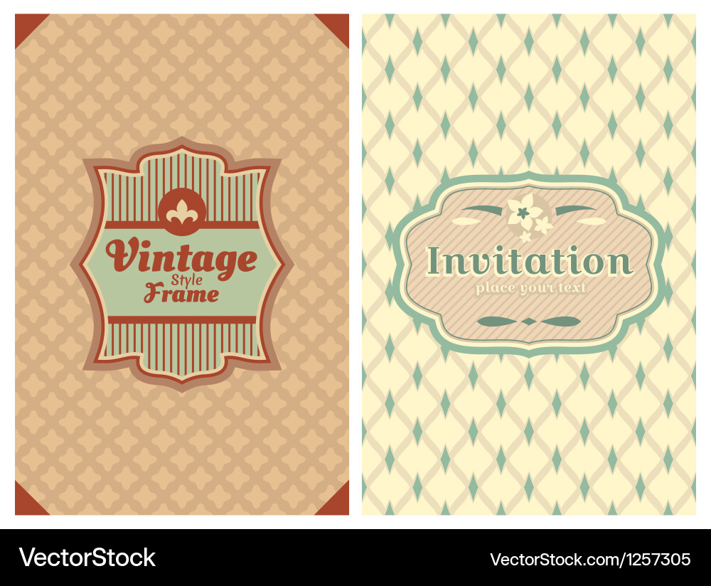Invitation vintage retro cards Royalty Free Vector Image