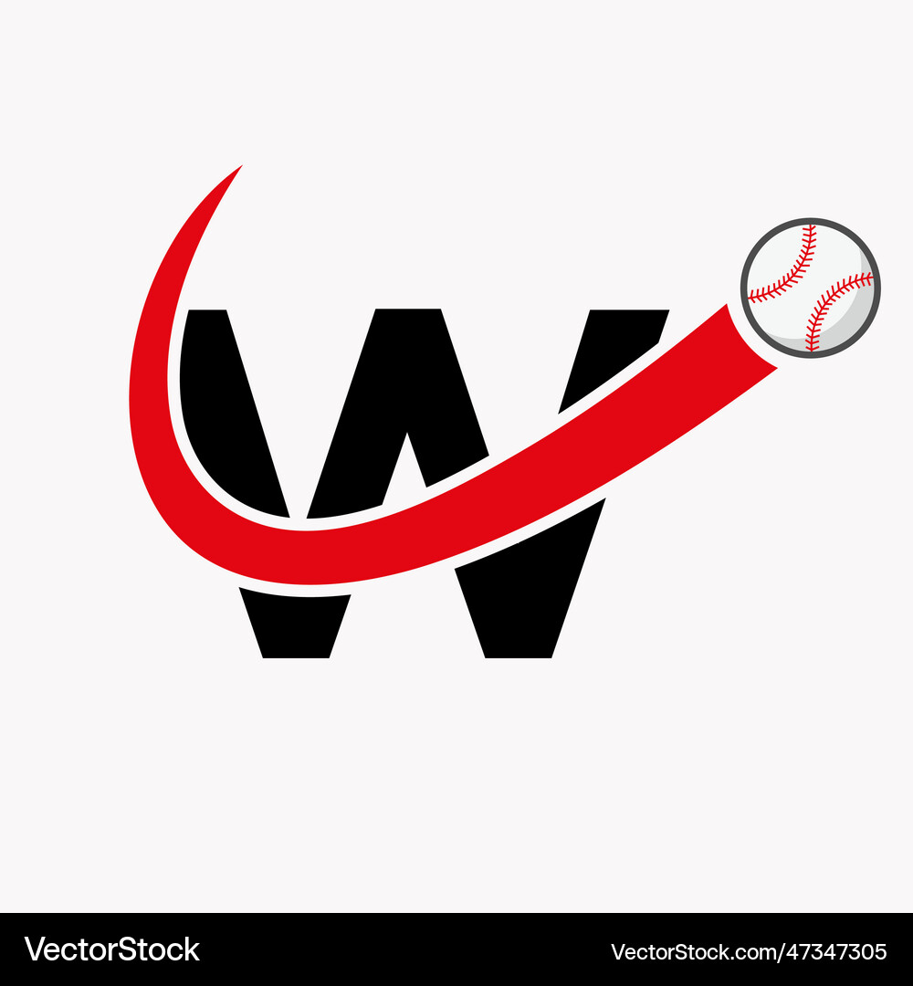 Letter w baseball logo concept with moving Vector Image