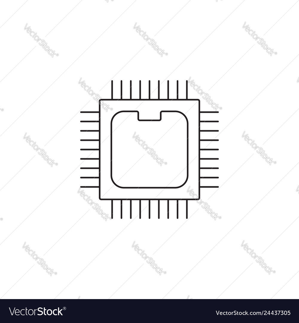 Processor icon outline or line style Royalty Free Vector