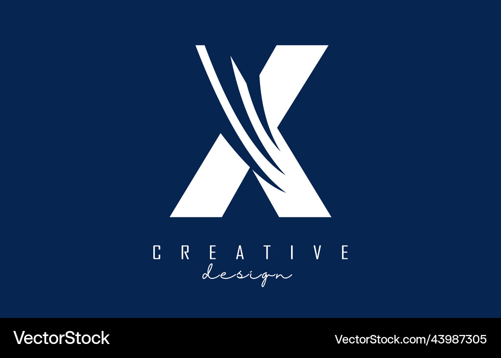 White letter x logo with leading lines Royalty Free Vector