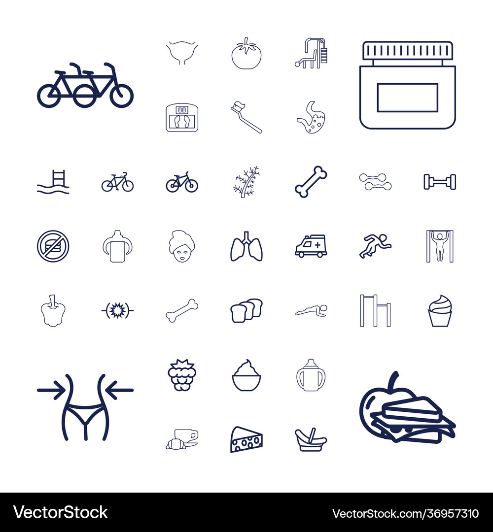 37 healthy icons Royalty Free Vector Image - VectorStock