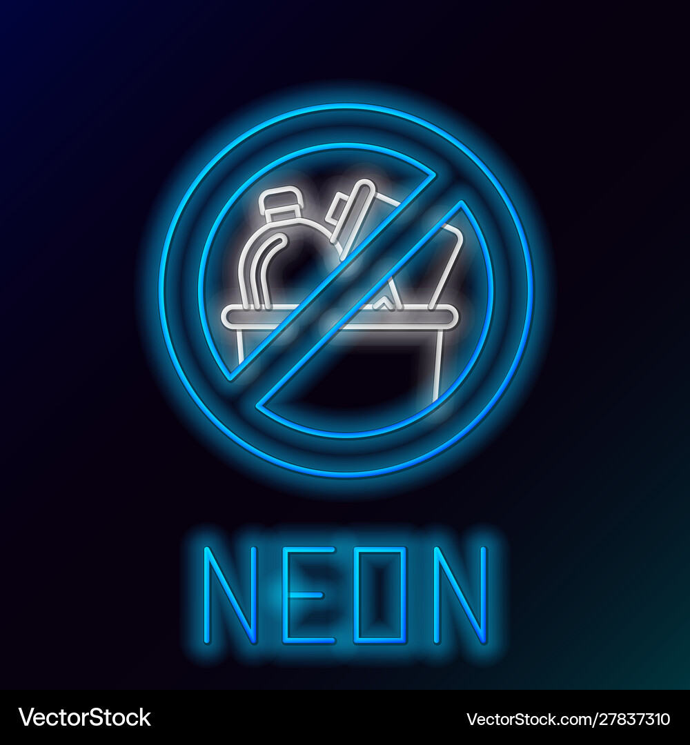 Blue glowing neon line no trash icon isolated Vector Image