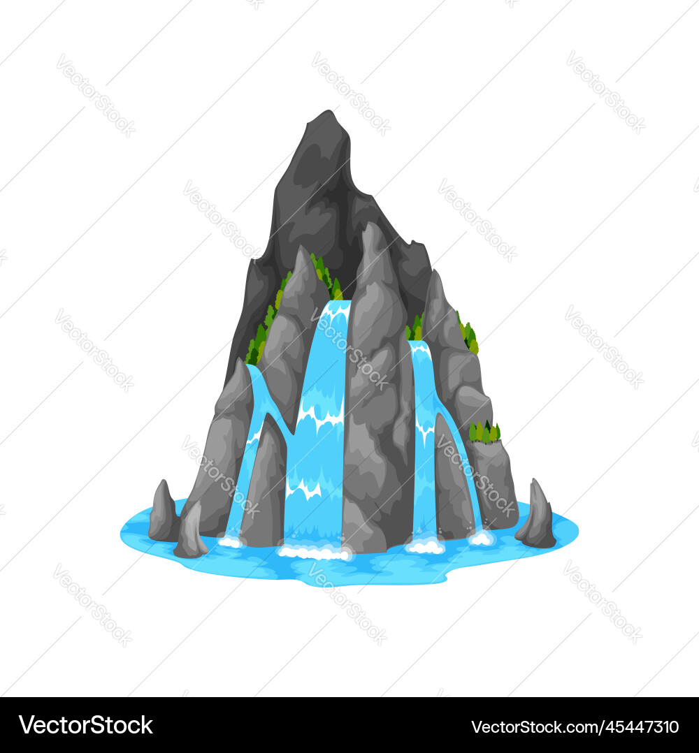 Cartoon waterfall and mountain water cascade Vector Image