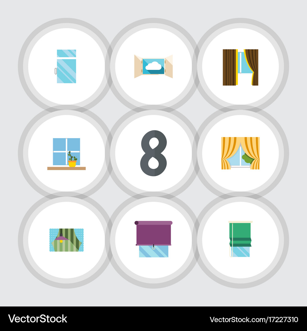 Flat icon window set of glass frame clean Vector Image