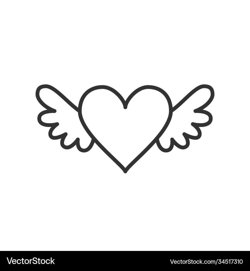 Flying heart with wings icon isolated Royalty Free Vector
