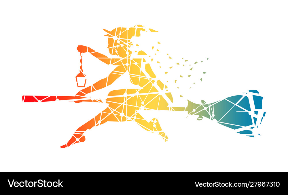 Flying young witch icon Royalty Free Vector Image