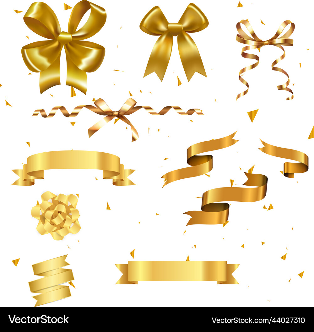 Golden ribbon abstract design Royalty Free Vector Image