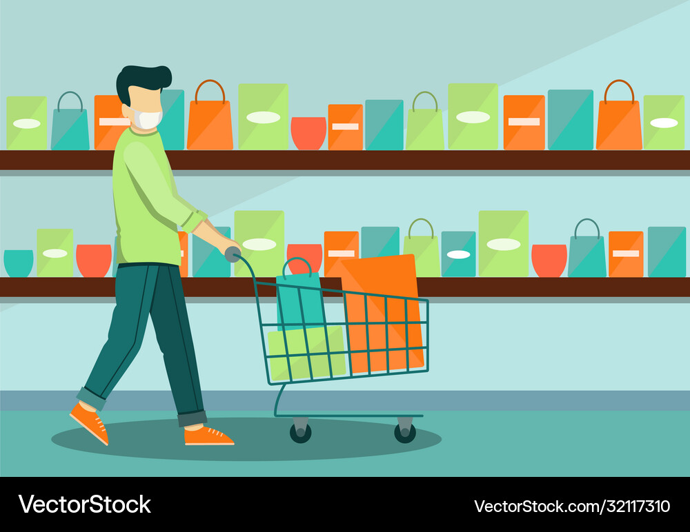 Graphic people who are shoping in new Royalty Free Vector