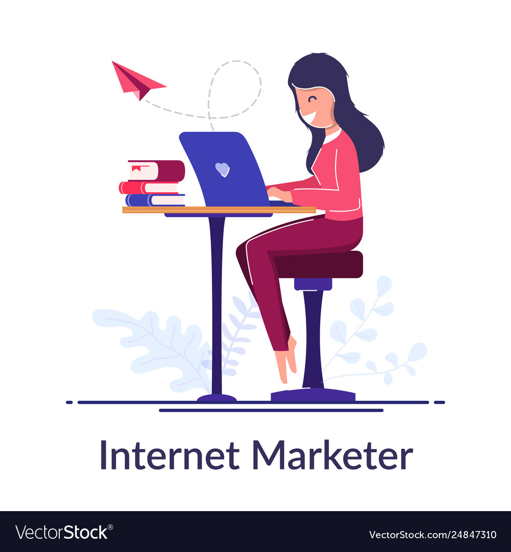 Internet marketer concept work via Royalty Free Vector Image Internet marketer concept work via Royalty Free Vector Image