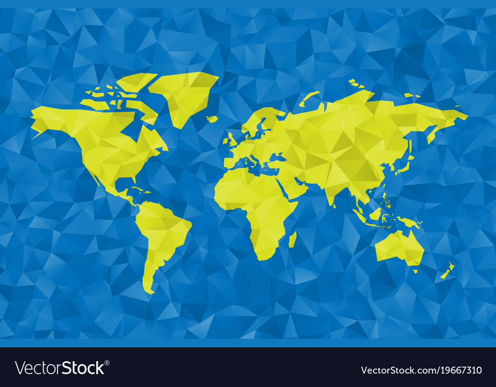 Low poly map of world polygonal design in Vector Image Low poly map of world polygonal design in Vector Image