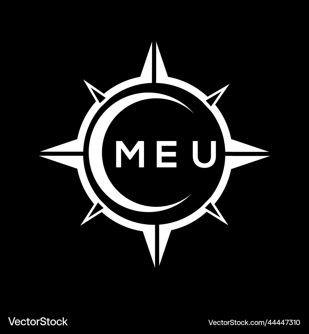 Meu abstract monogram shield logo design on black Vector Image