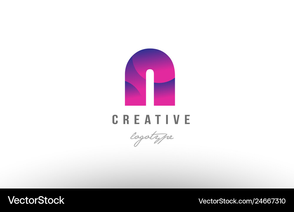 N pink gradient alphabet letter logo icon design Vector Image