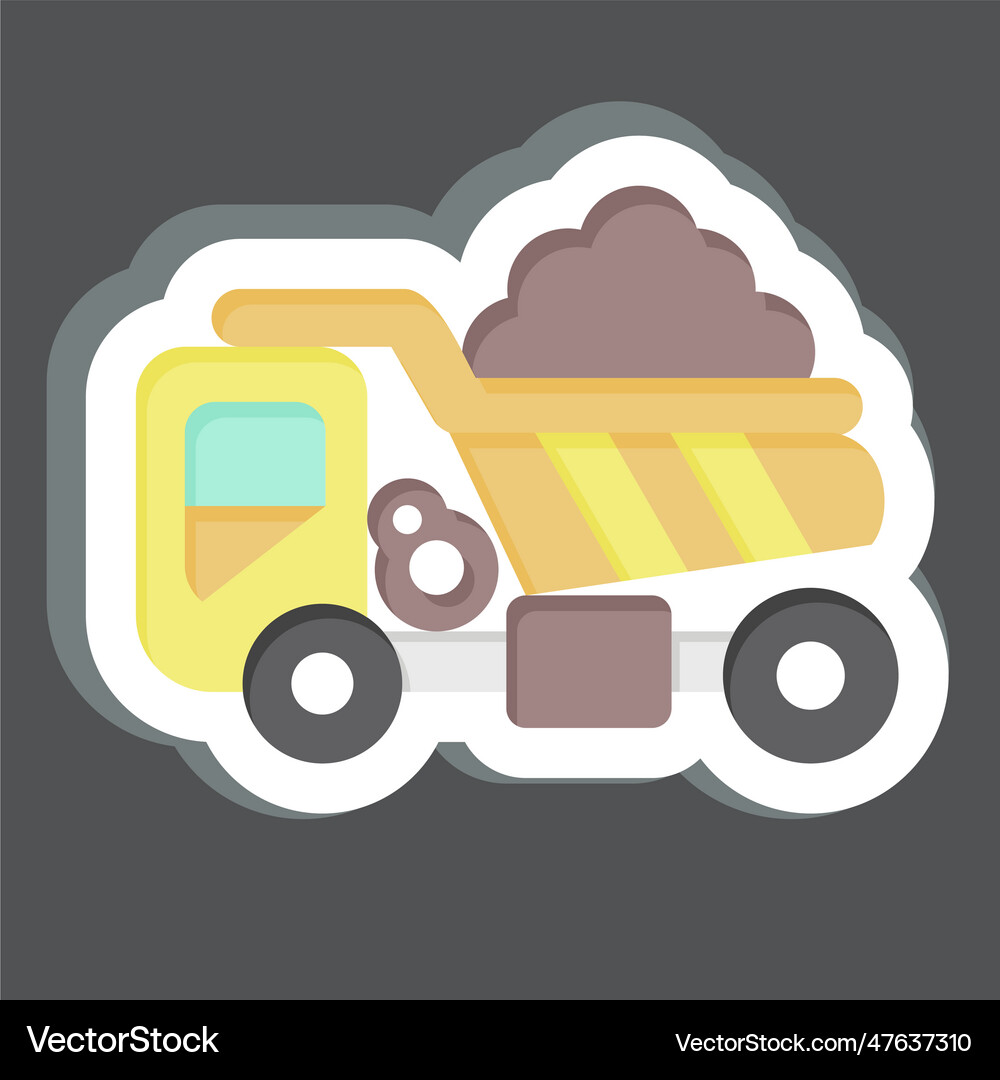 Sticker dump truck related to construction Vector Image