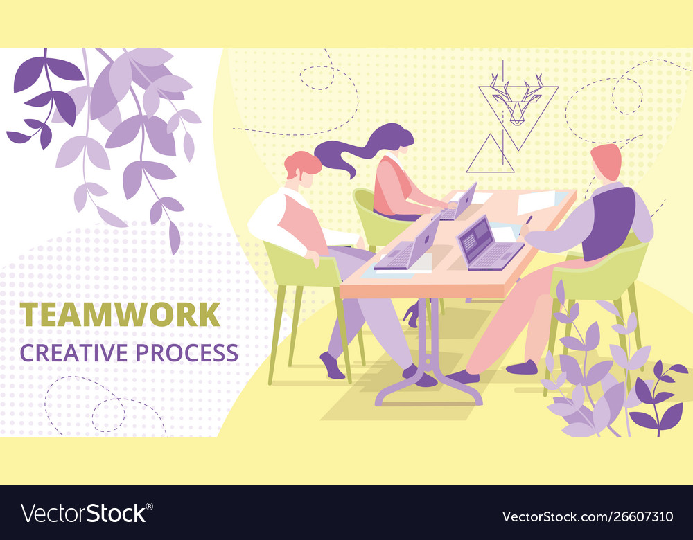 Teamwork creative process banner template Vector Image