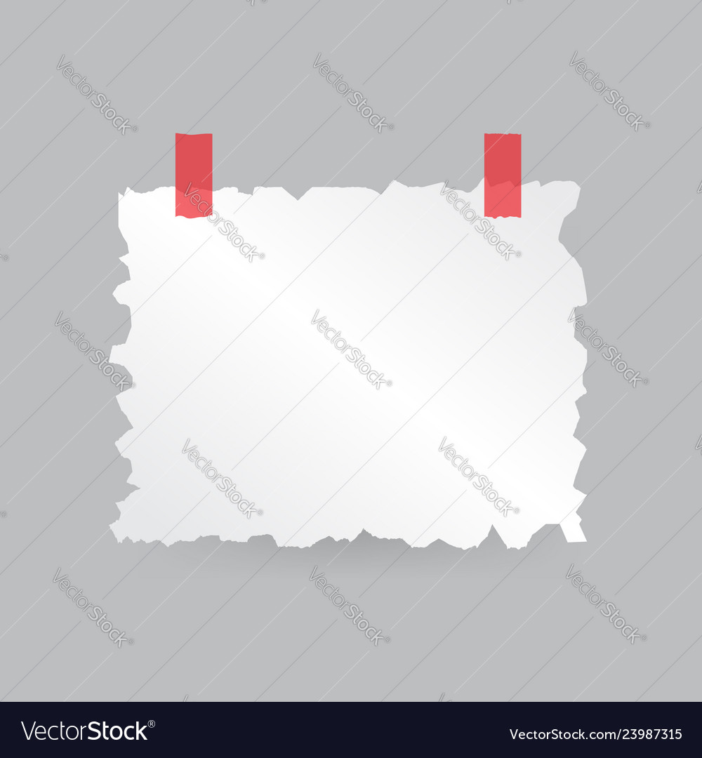 A piece of paper with torn edges is taped Vector Image