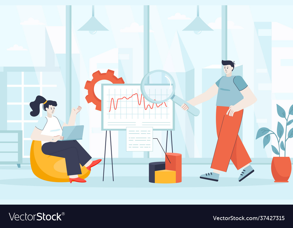 Big data analysis concept in flat design business Vector Image