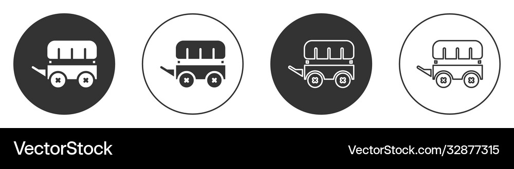 Black wild west covered wagon icon isolated Vector Image