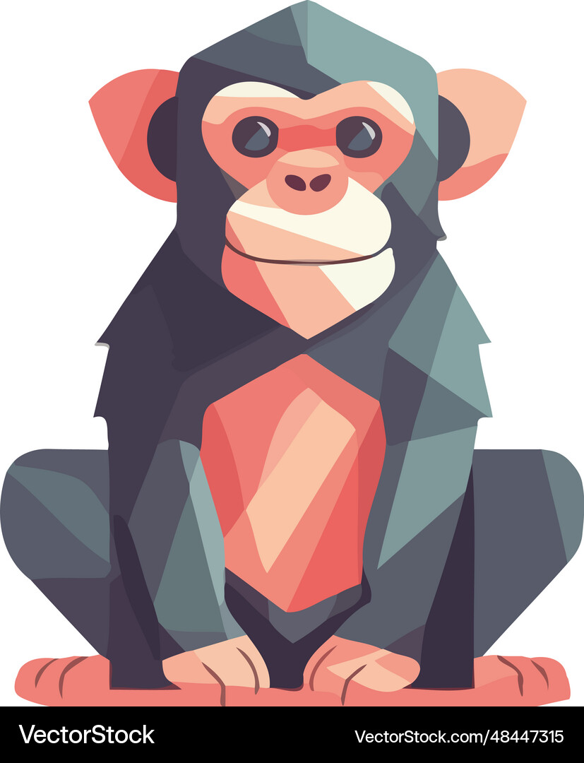Cute monkey sitting in nature smiling happily Vector Image