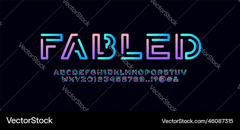 Digital style alphabet font from multi color line Vector Image