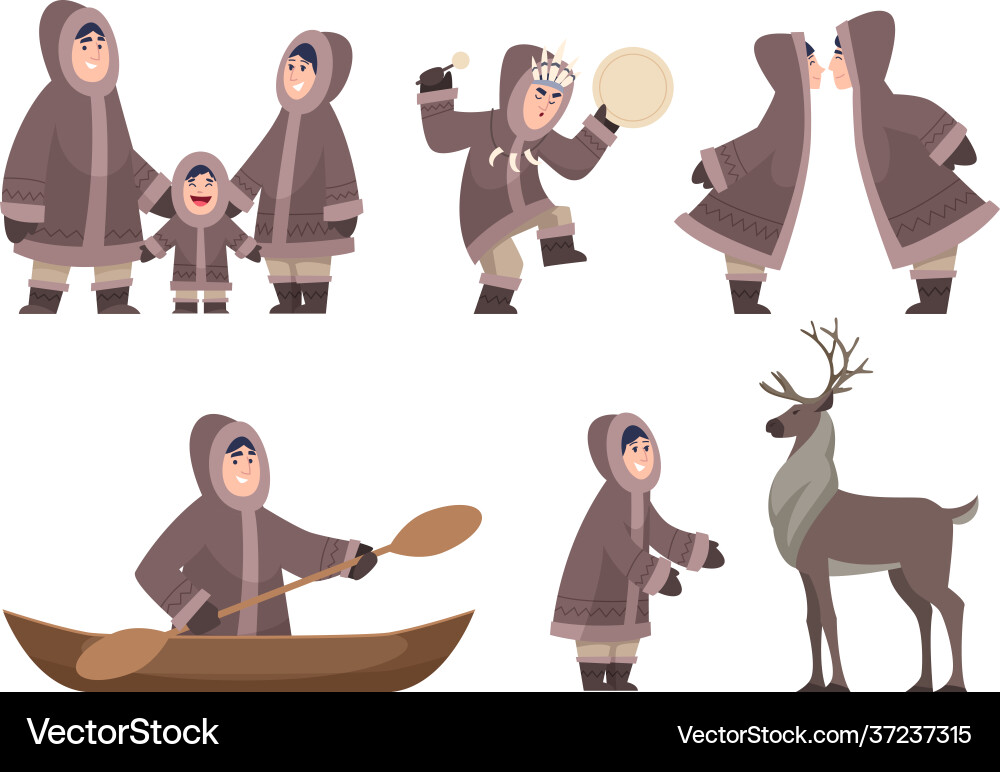 Eskimo characters traditional ethnic authentic Vector Image