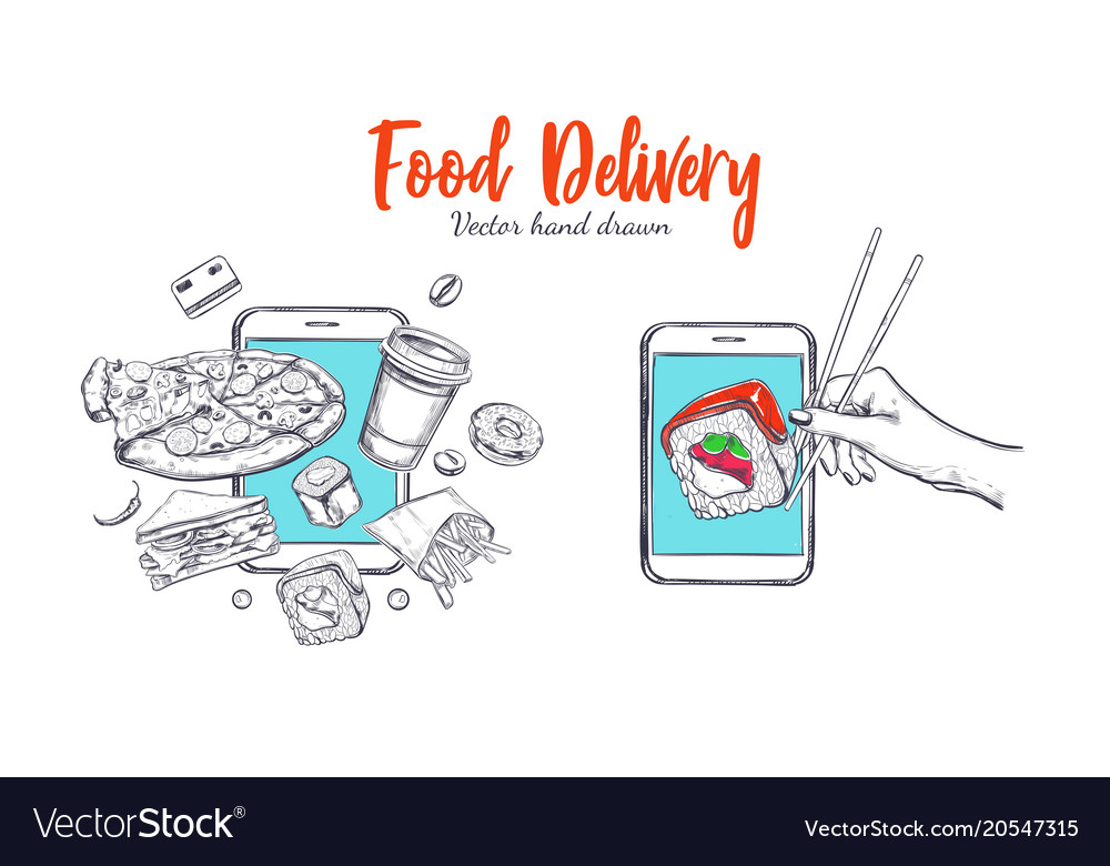 Food delivery concept banner Royalty Free Vector Image Food delivery concept banner Royalty Free Vector Image