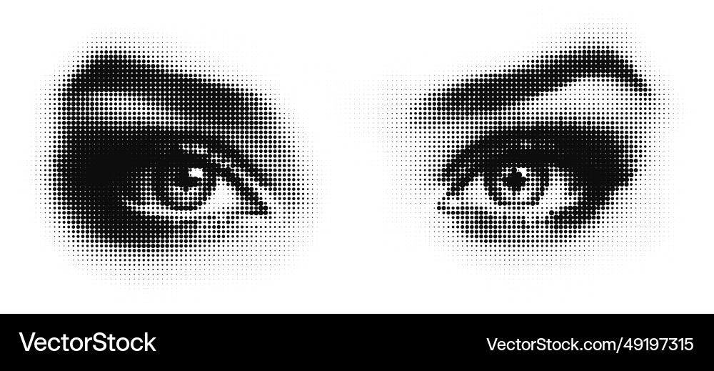 Halftone female eyes frontal view closeup Vector Image