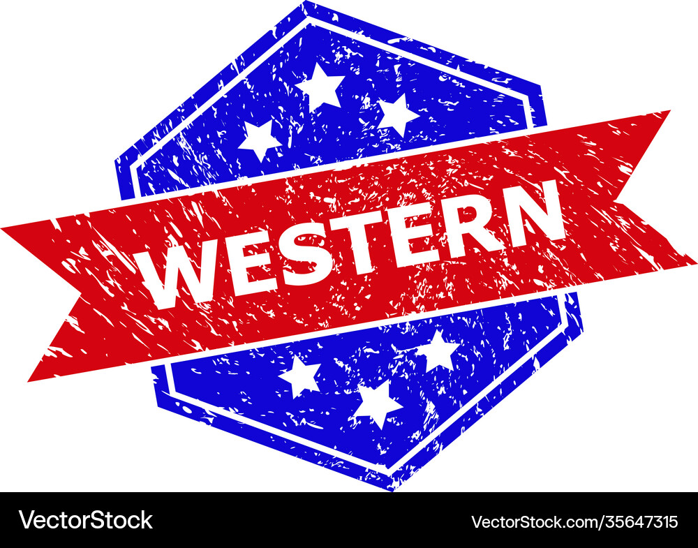 Hexagonal bicolor western stamp seal with distress