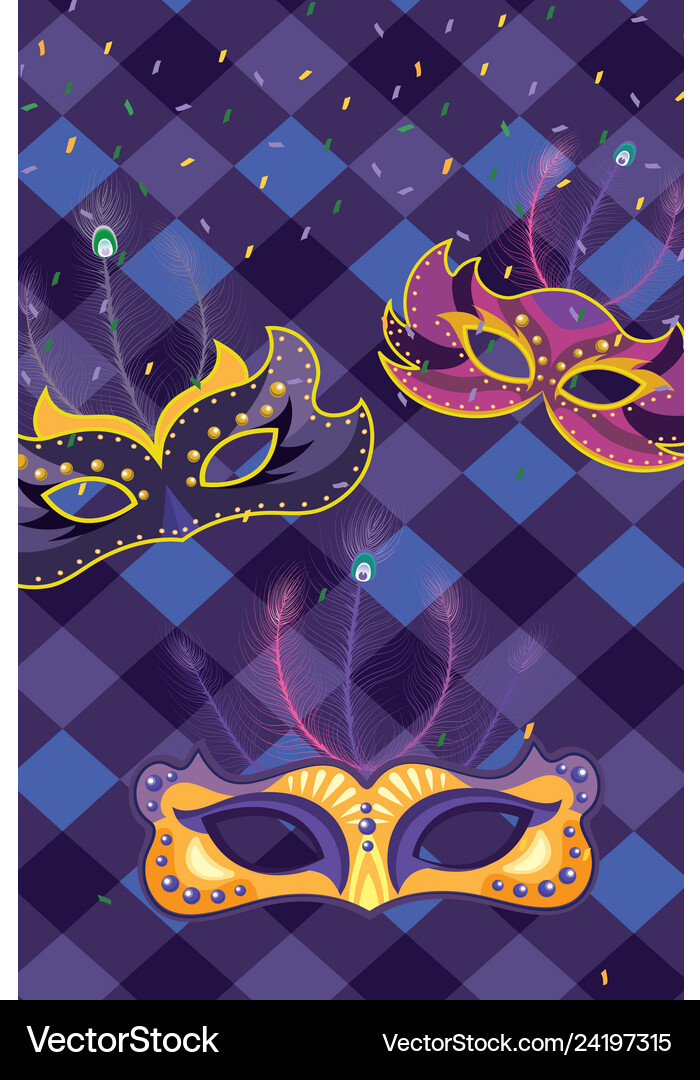 Mask with harlequin pattern background Royalty Free Vector